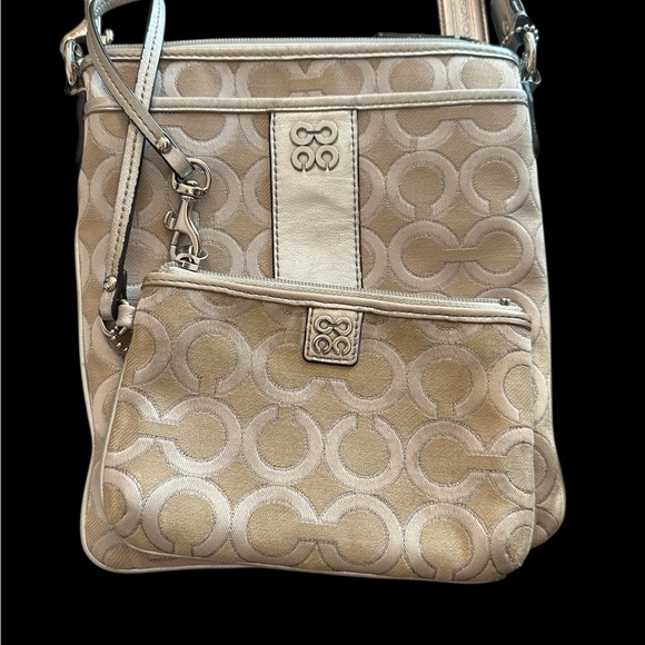 Coach | Bags | Coach Cream Crossbody Bag With Signature Monogram | Poshmark